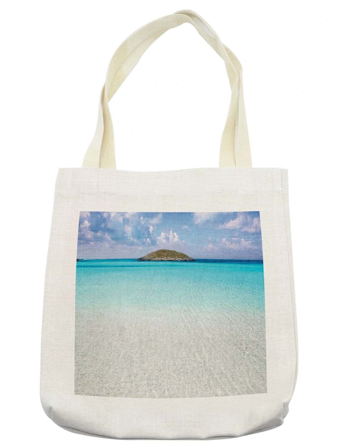 Ocean Tote Bag, Paradise Beach in Caribbean Water a Small Island Scene ...