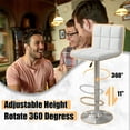 Vineego Modern Square PU Leather Swivel Adjustable Bar Stool, Set of 2 ...