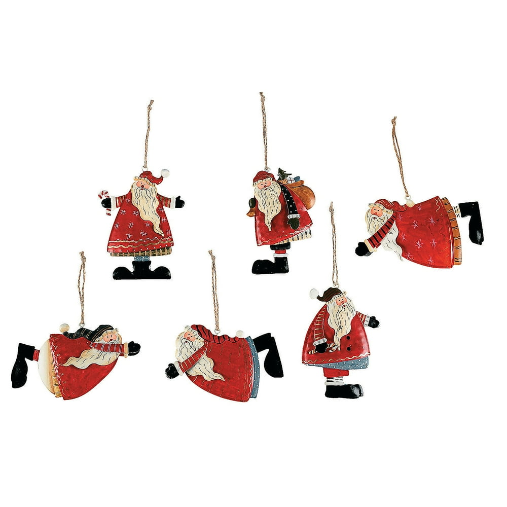 Metal Santa Ornaments Dz - Home Decor - 12 Pieces - Walmart.com ...