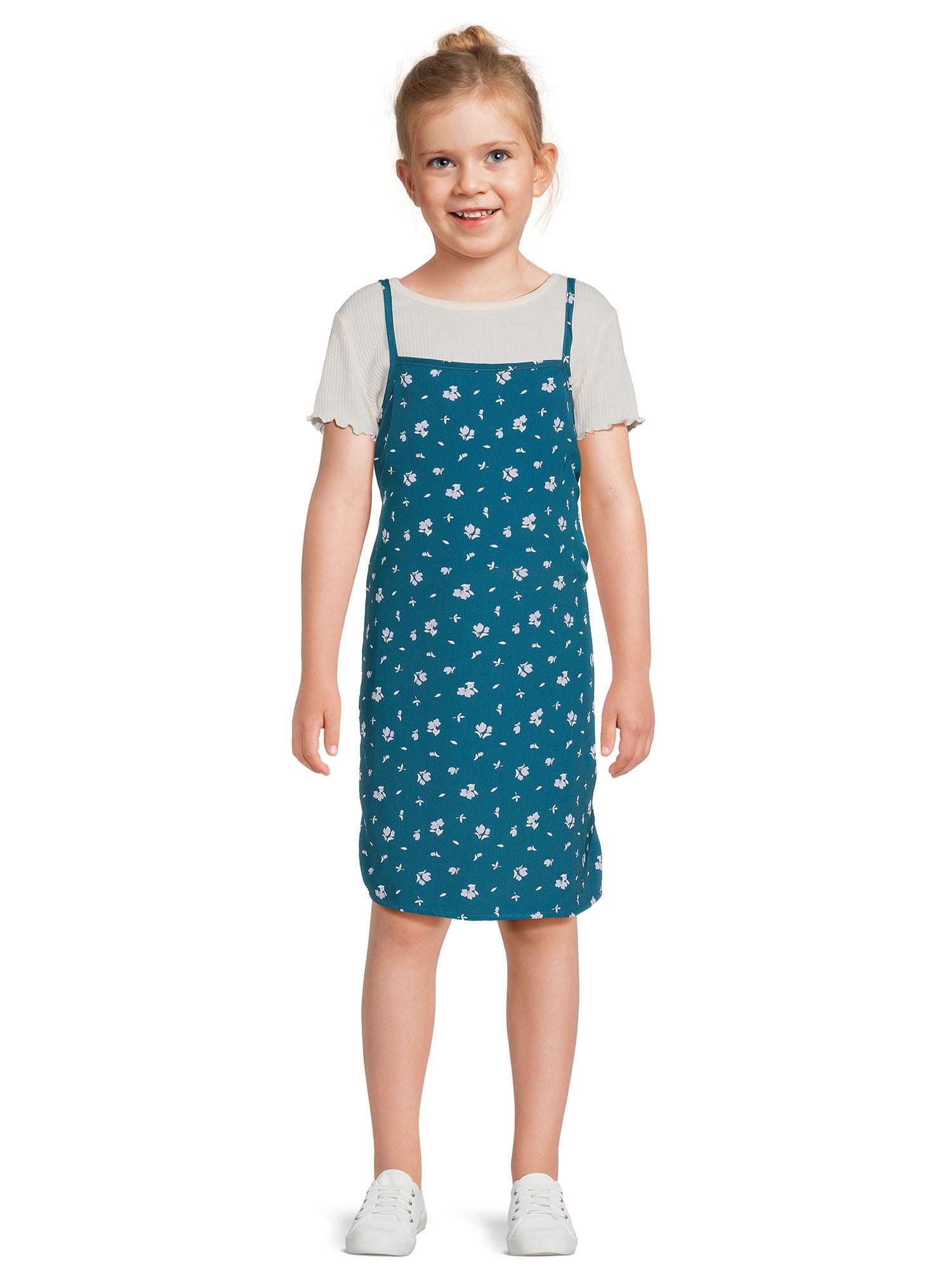 Wonder Nation Girls Cami Slip Dress with Tee, 2-Piece Set, Sizes 4-18 ...