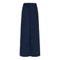Angala Ladies Summer Pants High Drop Waist Solid Flat Front Pants Wide ...