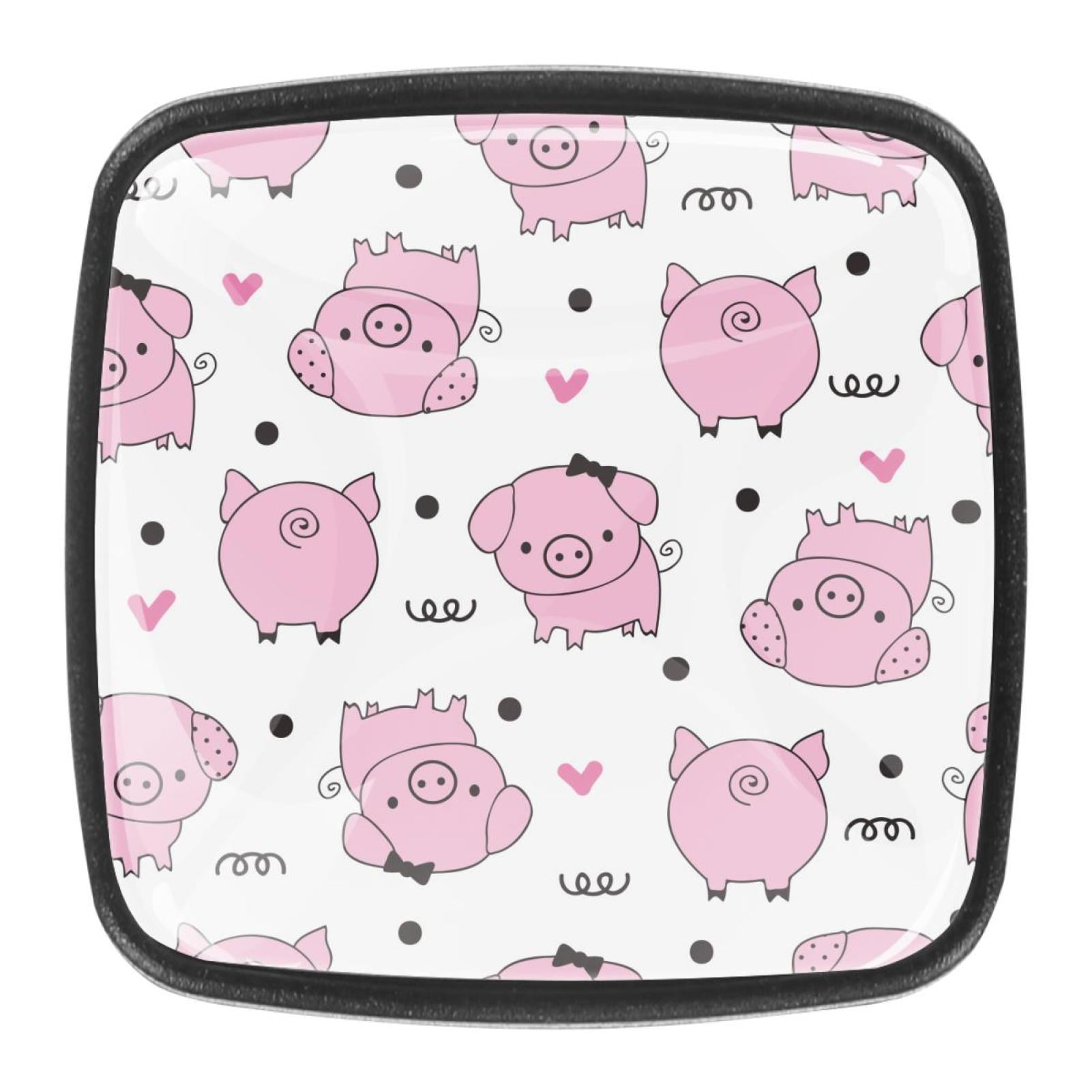 4 Pcs Square Cabinet Handle Cupboard Knob Drawer Pulls Handle Pink Pigs ...