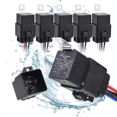 5 Pack Waterproof Relay Switch & Harness 12V, 40/30 Amp 5-Pin SPDT with ...