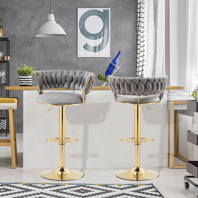 Kowilk Modern Swivel Bar Stool , Velvet Bar Stool Height Adjustable ...