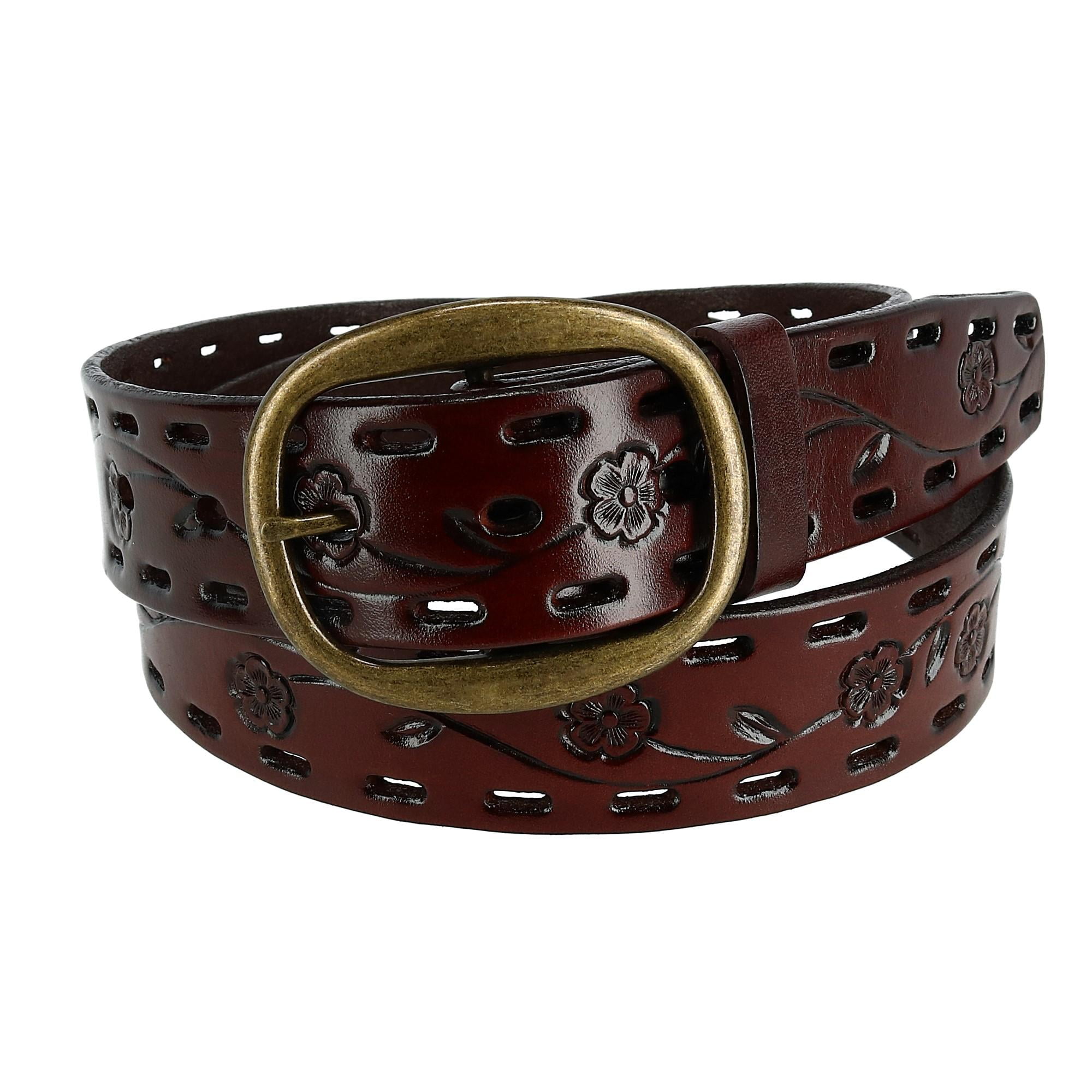 Click here for Ctm Center Bar Buckle Belt With Flowers (Womens) prices
