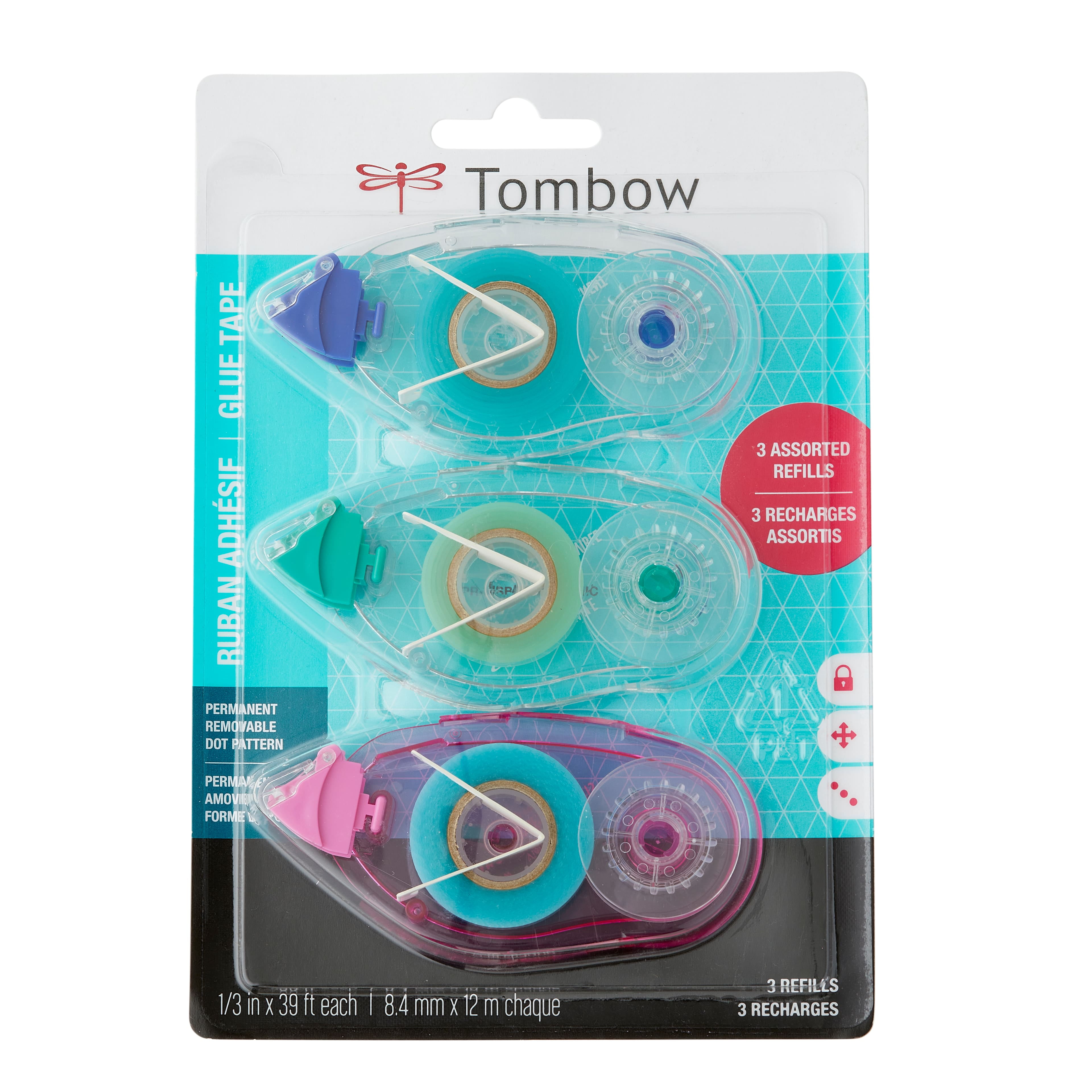 12 Packs: 3 ct. (36 total) Tombow Assorted Adhesive Tape Runner Refills ...