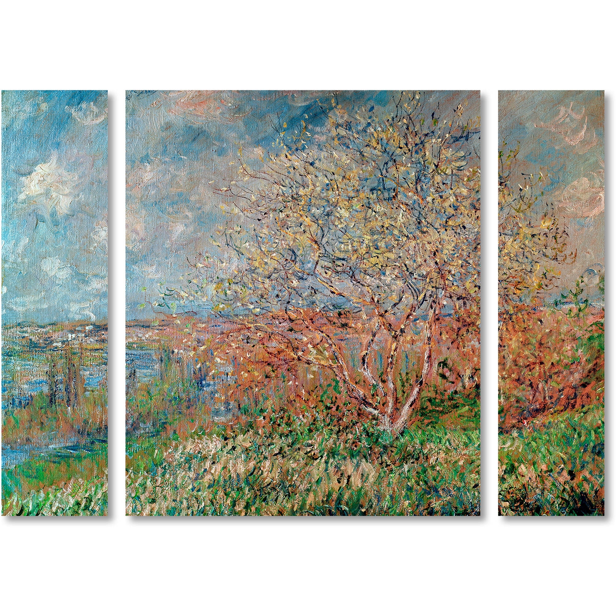 Trademark Fine Art "Spring 1880" Canvas Art by Claude Monet Three Panel ...