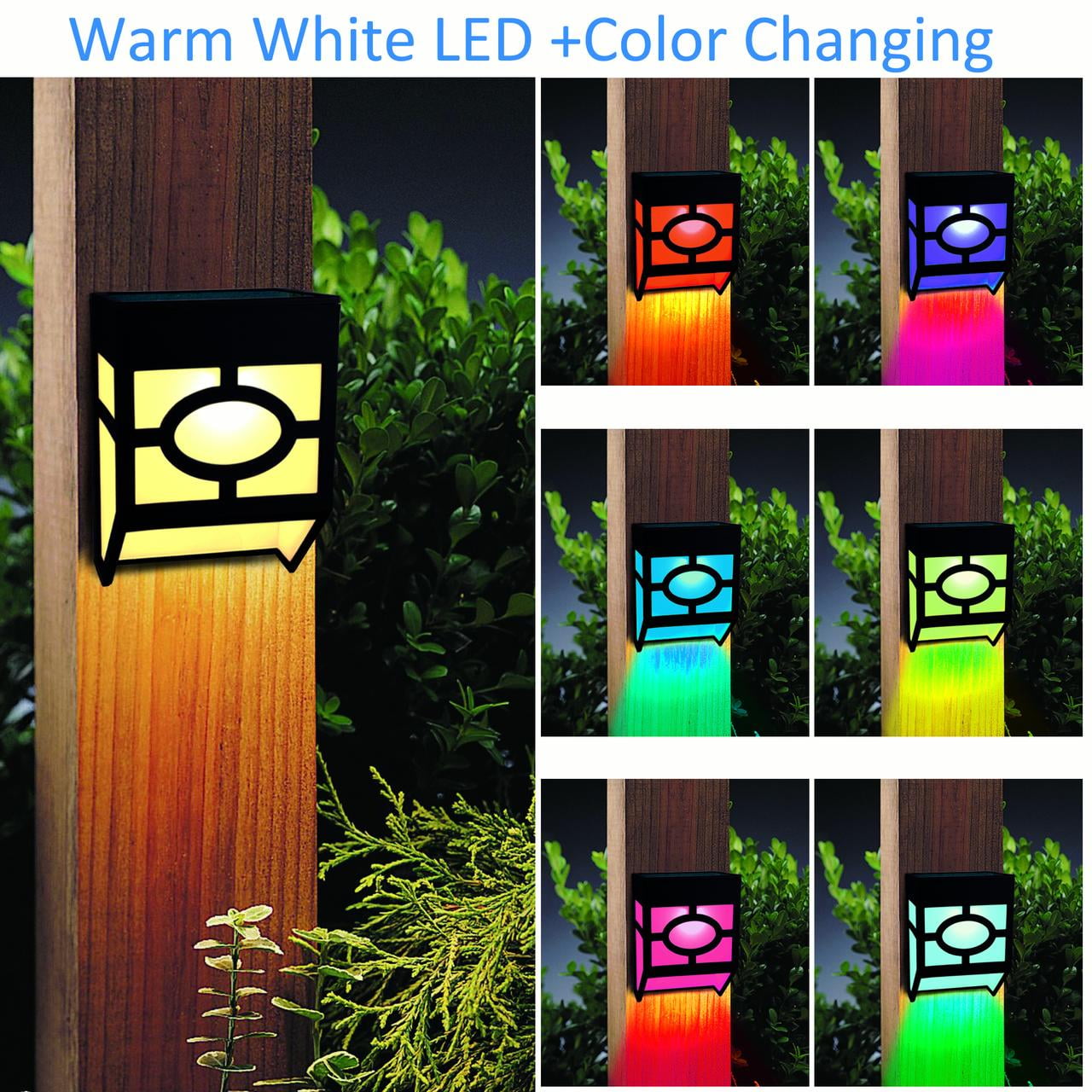 Kanstar Pack of 4 Solar Powered Color Changing Mount Light Outdoor ...