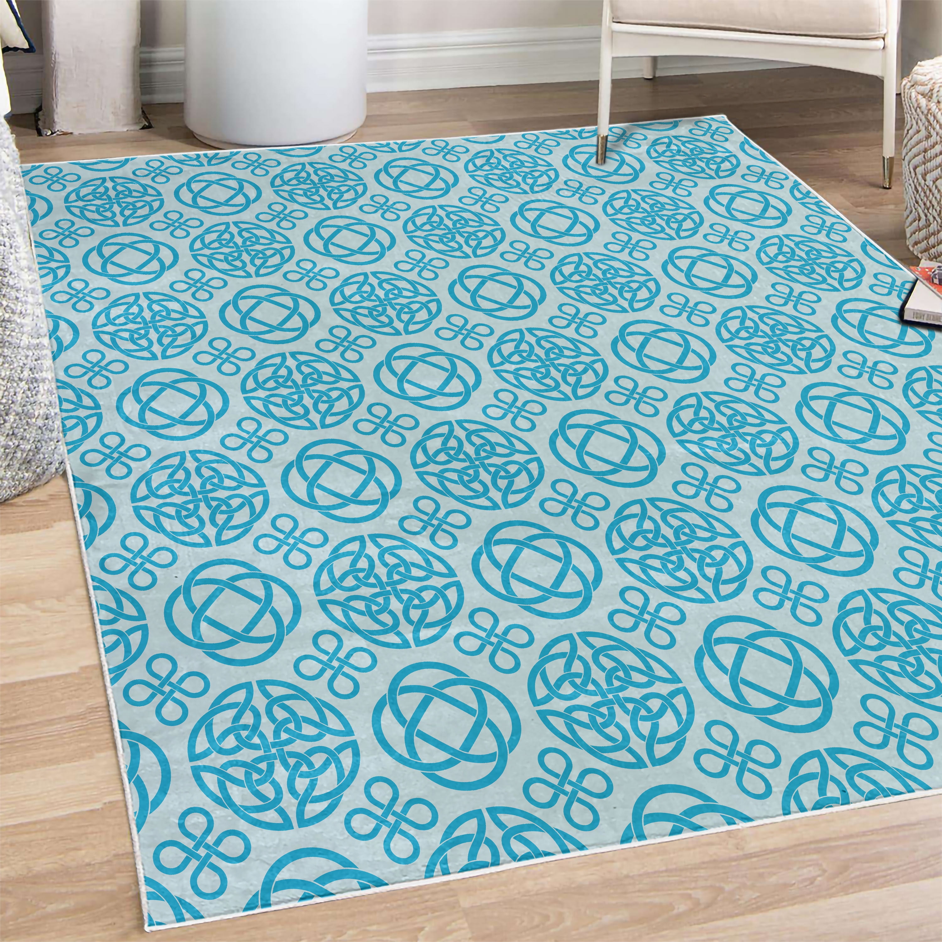 Celtic Decorative Rug, Retro Tribal Circle Knots Eternity Forms Pattern ...