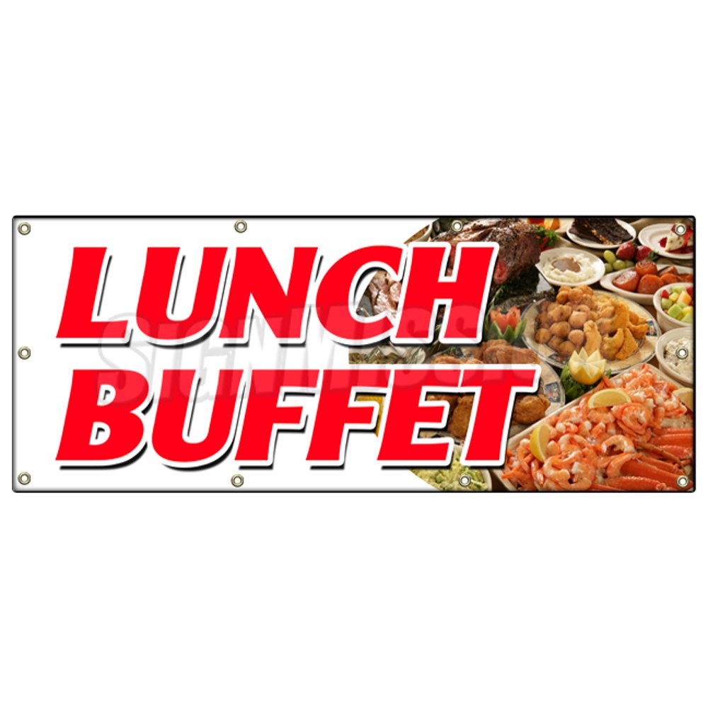 LUNCH BUFFET BANNER SIGN ayce all you can eat food luncheon quality ...