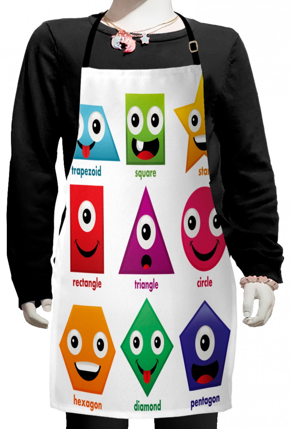 Educational Kids Apron, Geometric Shapes with Funny Faces Cartoon ...