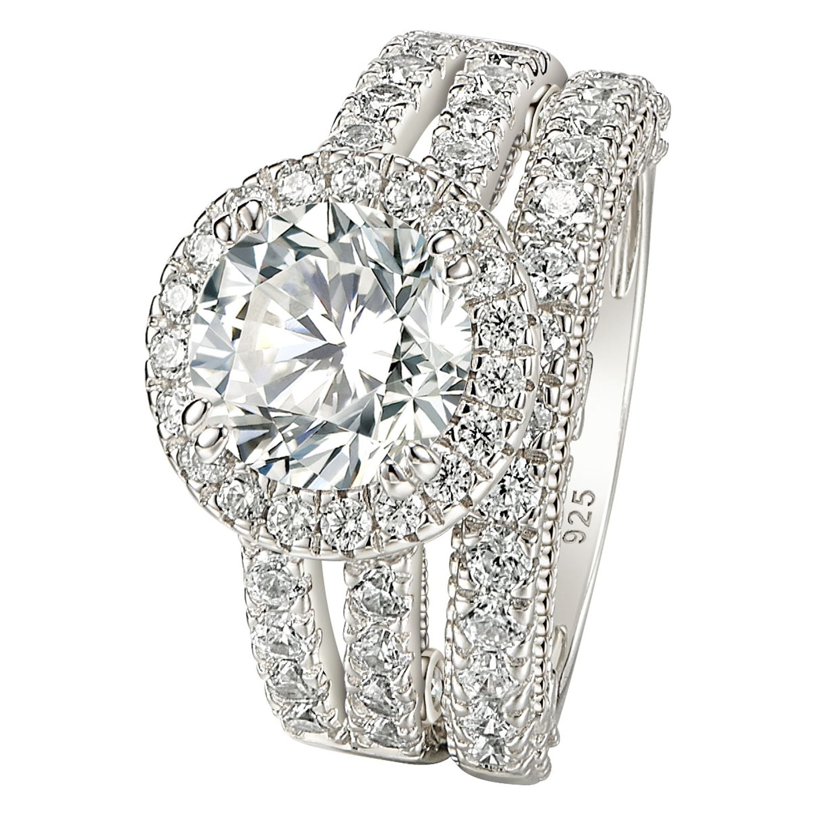 Wuziwen 4Ct Wedding Rings Engagement Ring Set for Women Cubic Zirconia 925 Sterling Silver Size ...