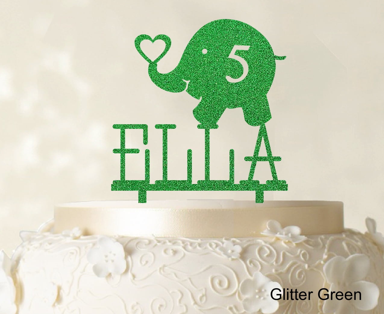 "Custom Birthday Cake Topper Personalized Glitter Green Cake Topper ...