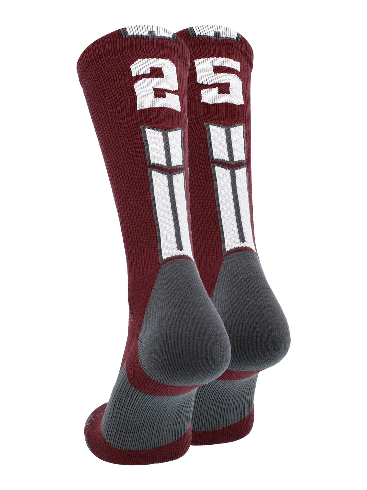 Maroon/White Player Id Crew Number Socks (#25, Medium) - Walmart.com