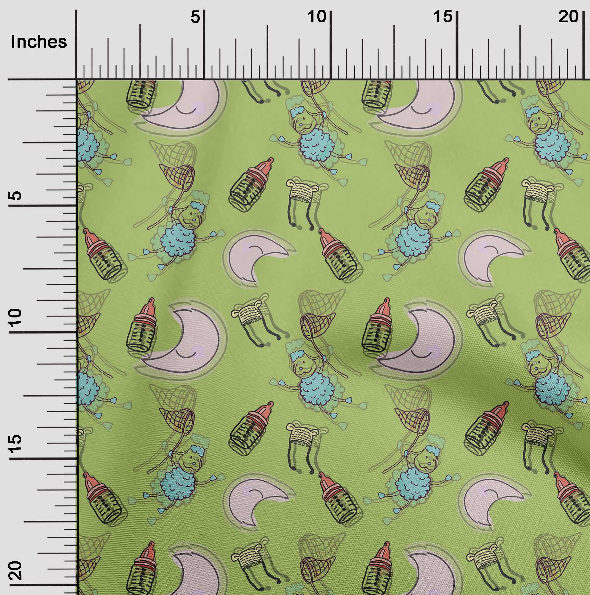 oneOone Viscose Chiffon Light Green Fabric Baby Feeder|Moon & Cartoon ...