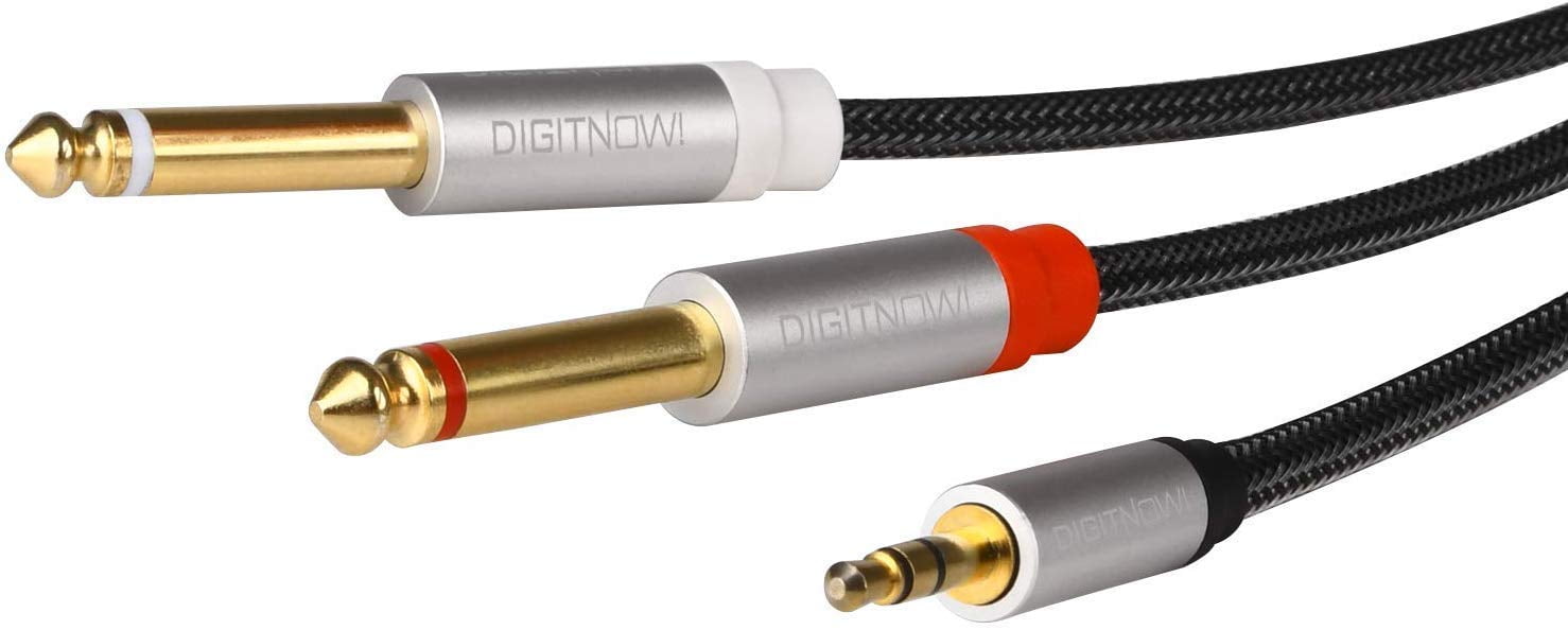 3.5mm 1/8" TRS to Dual 6.35mm 1/4" TS Mono Stereo Y-Cable Splitter Cord ...