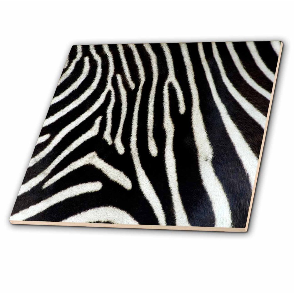 3dRose Black and White Zebra Animal Print - Ceramic Tile, 8-inch ...