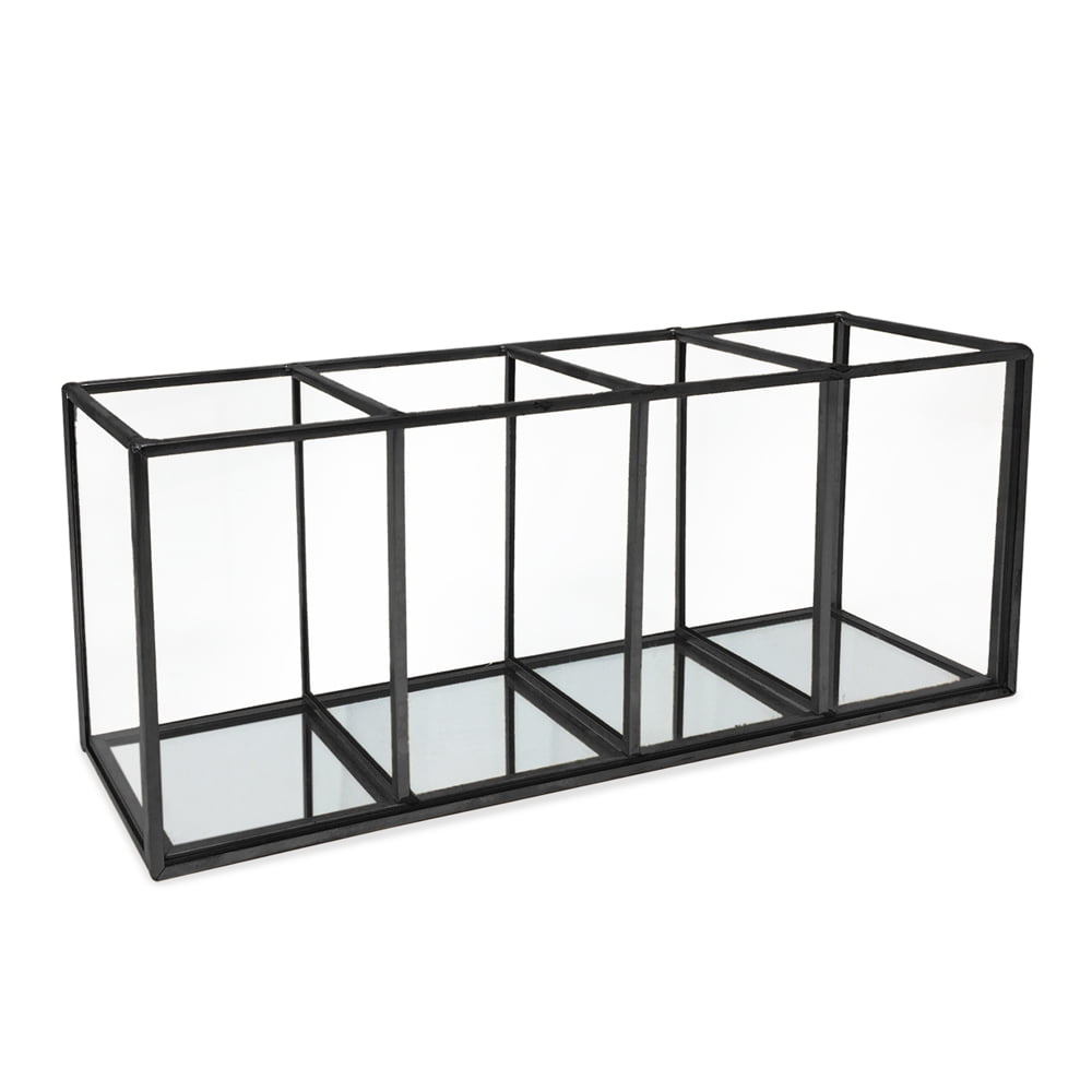 Isaac Jacobs Black 4-Compartment Organizer, Vintage Style Brass and ...