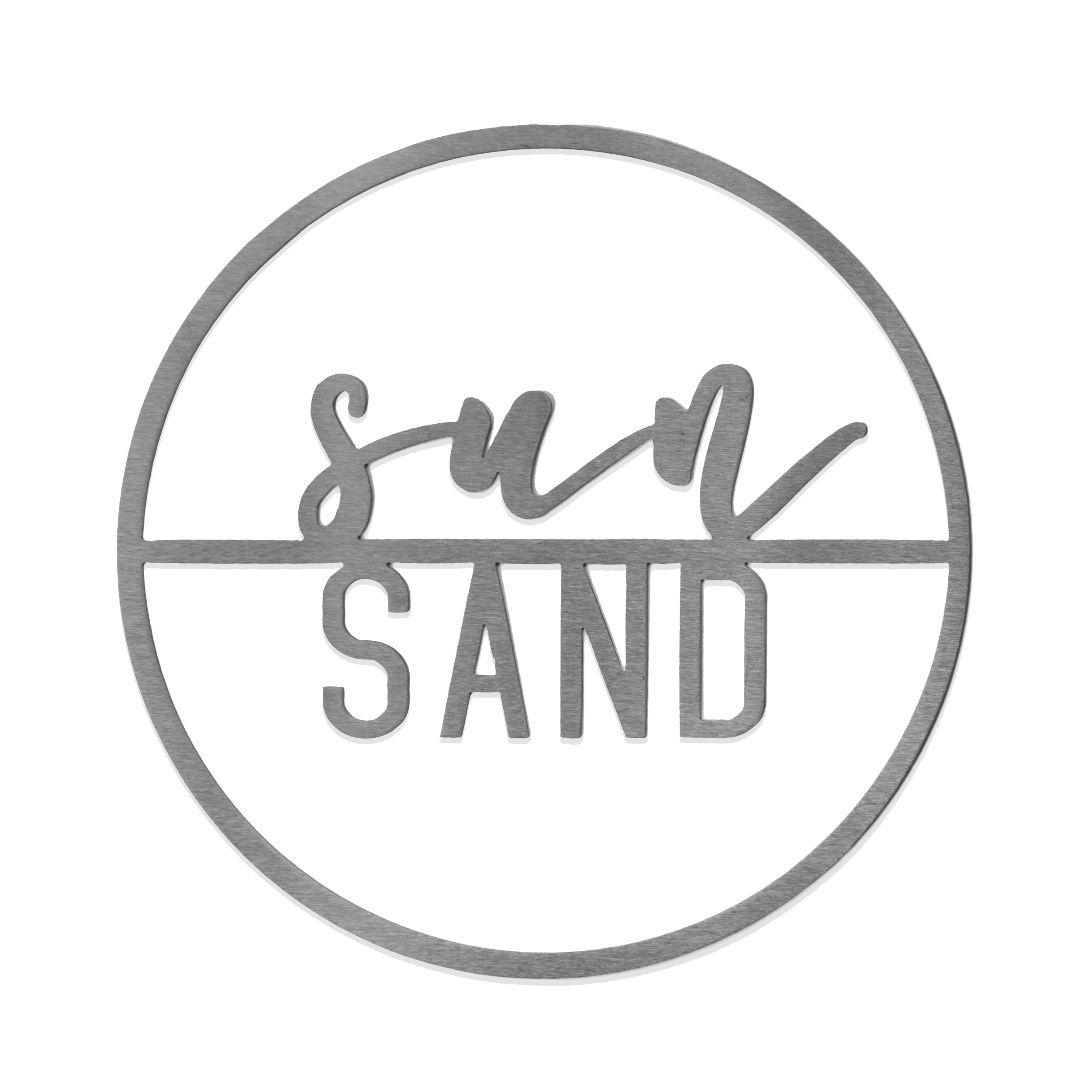 Rusted Orange White Metal 15" Minimalist Sun Sand Summer Greeting Sign ...