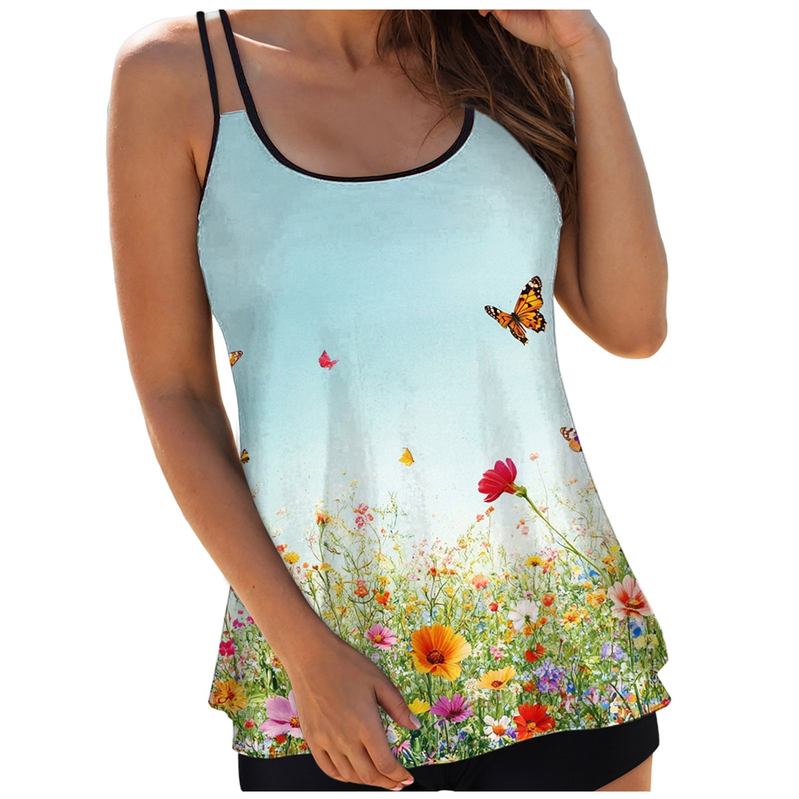 Adviicd Underwire Tankini Modest Tankini Tops For Women - Loose Fit Swim Tops No Bottom(Light Green xl)