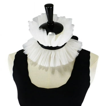 Renaissance Tulle Ruffled Fake Collar Layered Black White Mesh Clown ...