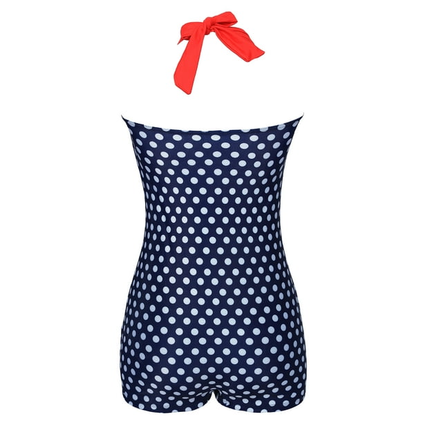 MAWCLOS Women Monokinis Polka Dots Swimwear V Neck One Piece Swimsuit ...