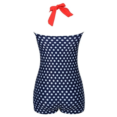 MAWCLOS Women Monokinis Polka Dots Swimwear V Neck One Piece Swimsuit ...