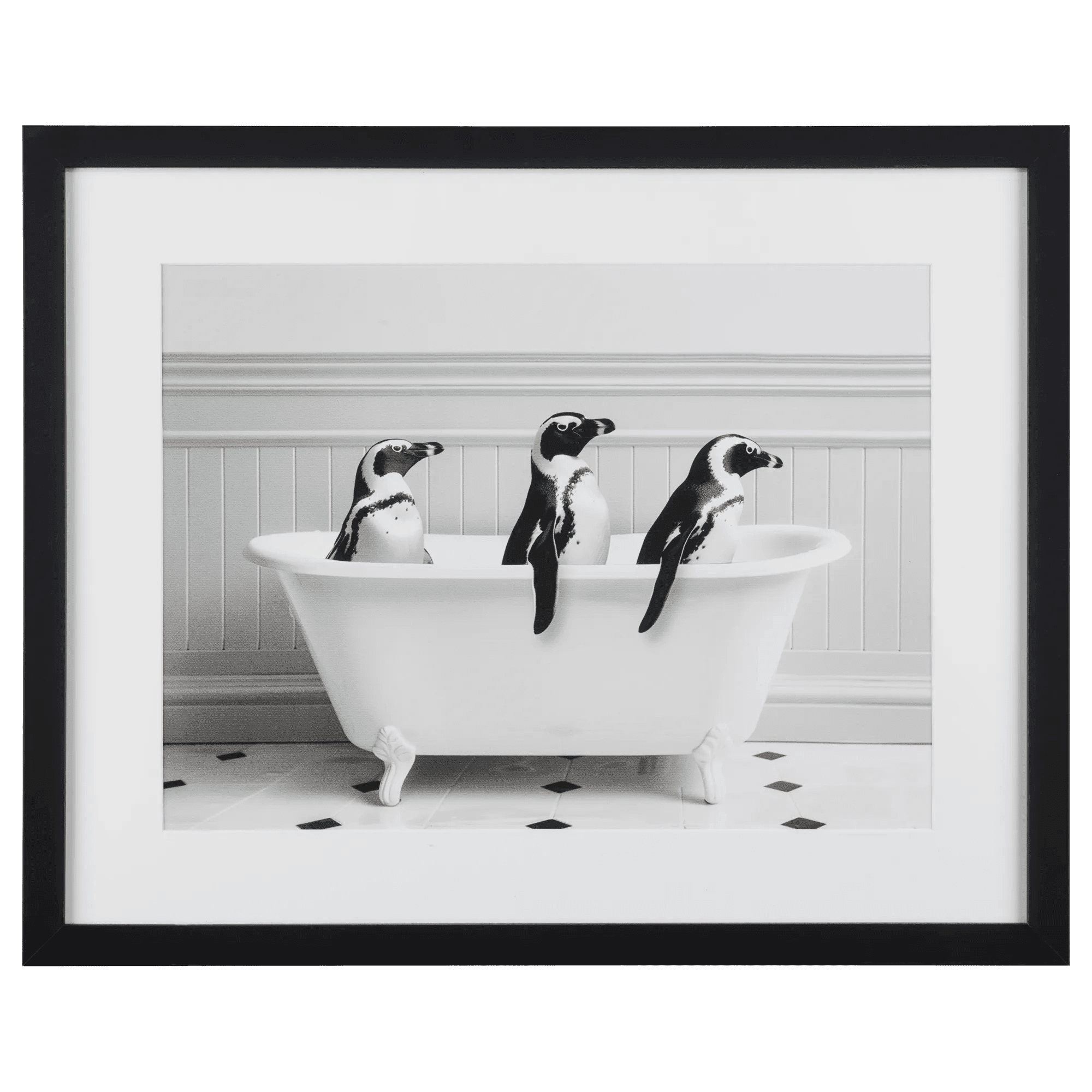 Click here for Bouclair White & Black Penguins In Bathtub Printed... prices