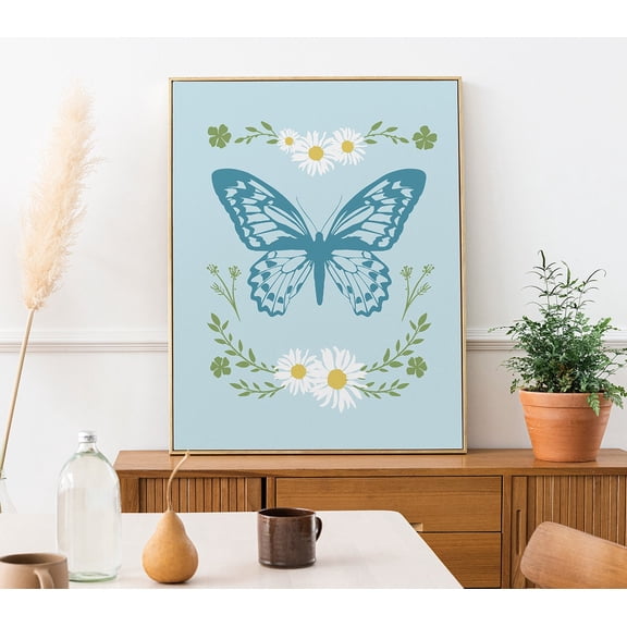 Boho Bee Blue Flower Cottagecore Poster Wall Art Decor 16x24 UNFRAMED ...