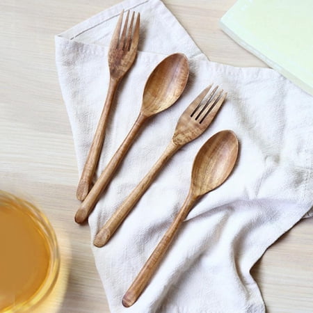 Greyghost Wood Soup Spoons and Forks, Natural Black Walnut Woodteak ...