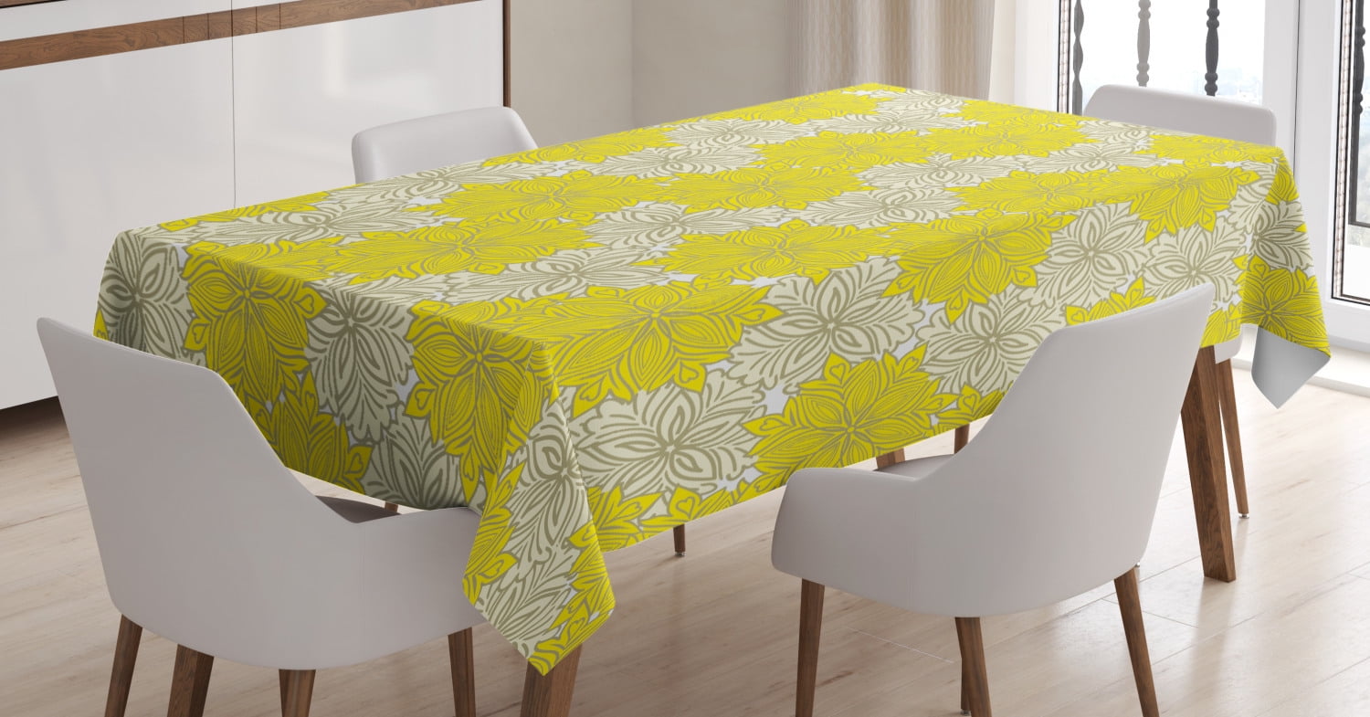 Ambesonne Yellow Flower Tablecloth Rectangular Table Cover, Fresh ...