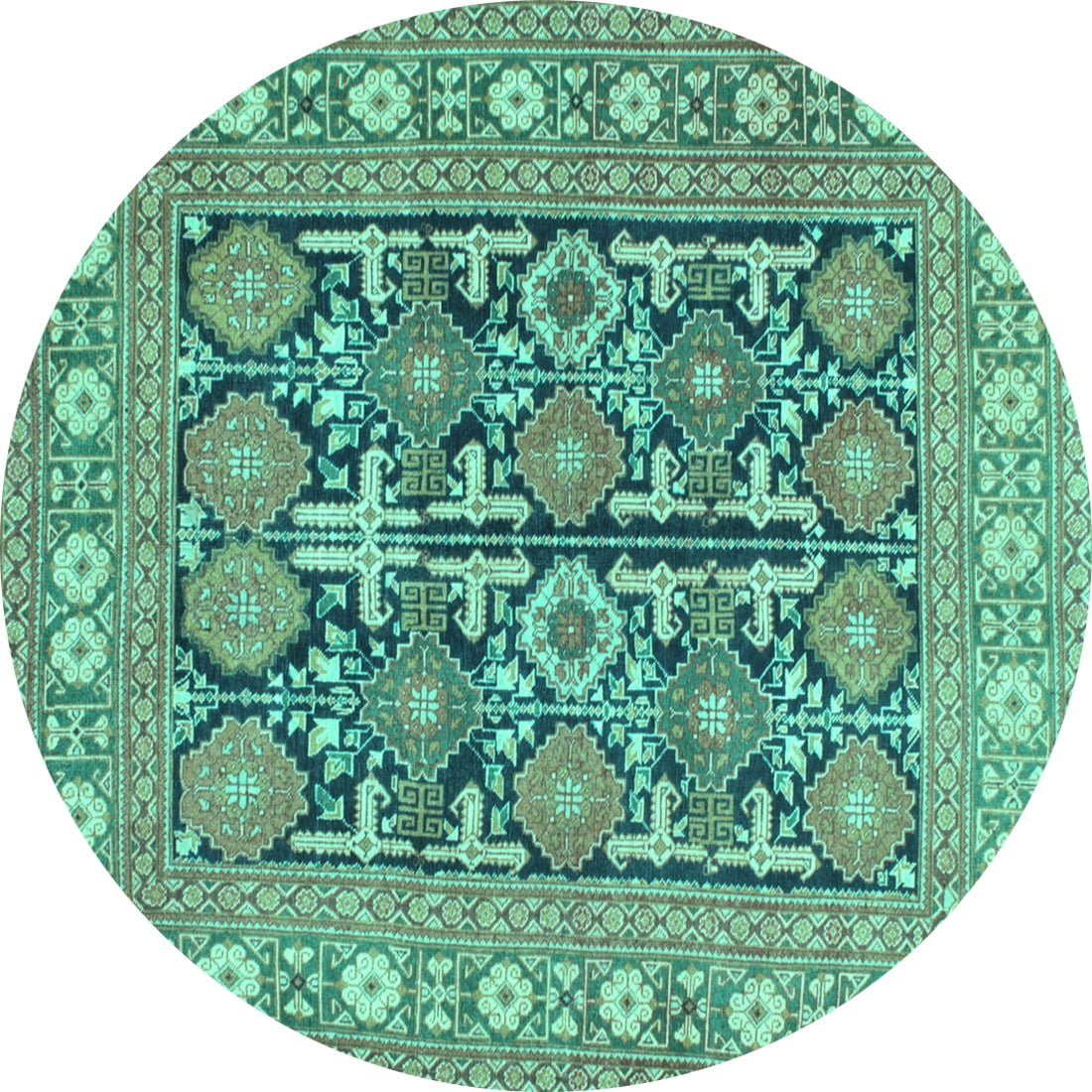 Ahgly Company Indoor Round Persian Turquoise Blue Traditional Area Rugs ...