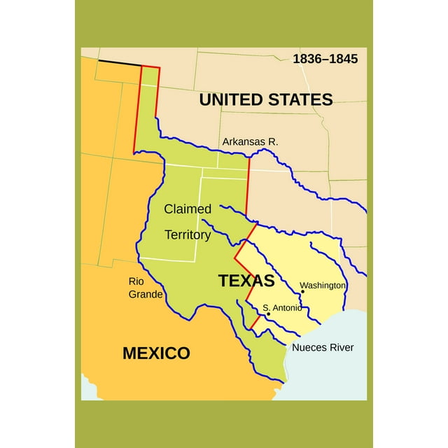 24x36 gallery poster, Map of Republic of Texas, including the disputed ...