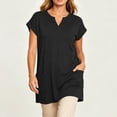 Busydd Plus Size Womens Casual Tops Solid Color Notched V Neck T Shirts ...