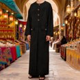 Men's Kaftan Thobe Long Sleeve Muslim Robe Button Up Side Split Kaftan ...