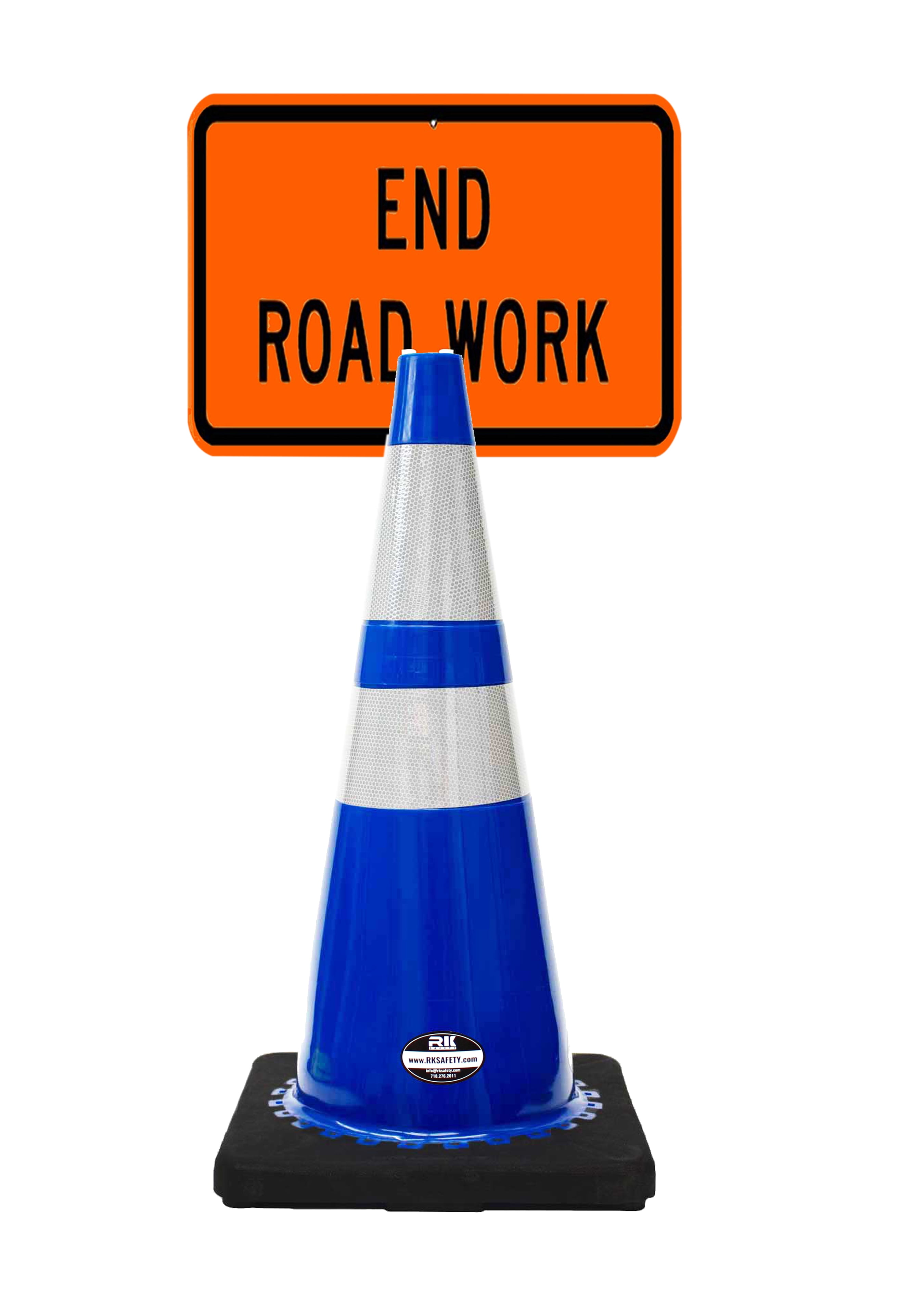 RK-Safety 28" Blue Cone, Black base With Two Reflective Tape, Plus Cone ...