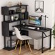 TribeSigns Rotating Computer Desk with 5 Shelves Bookshelf, Vintage ...