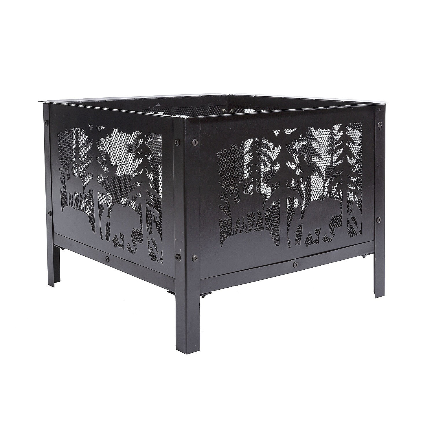 Evergreen Square Wilderness Fire Pit- 23 x 17 x 32 Inches Outdoor Safe ...
