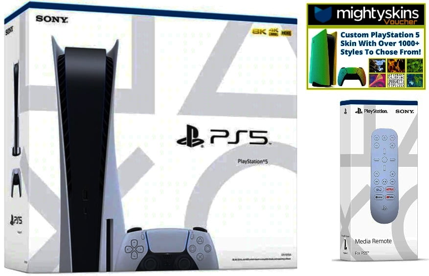 Buy Sony PlayStation 5 Disk Console Bundle With PS5 Media Remote & MightySkins Custom PS5 Skin ...