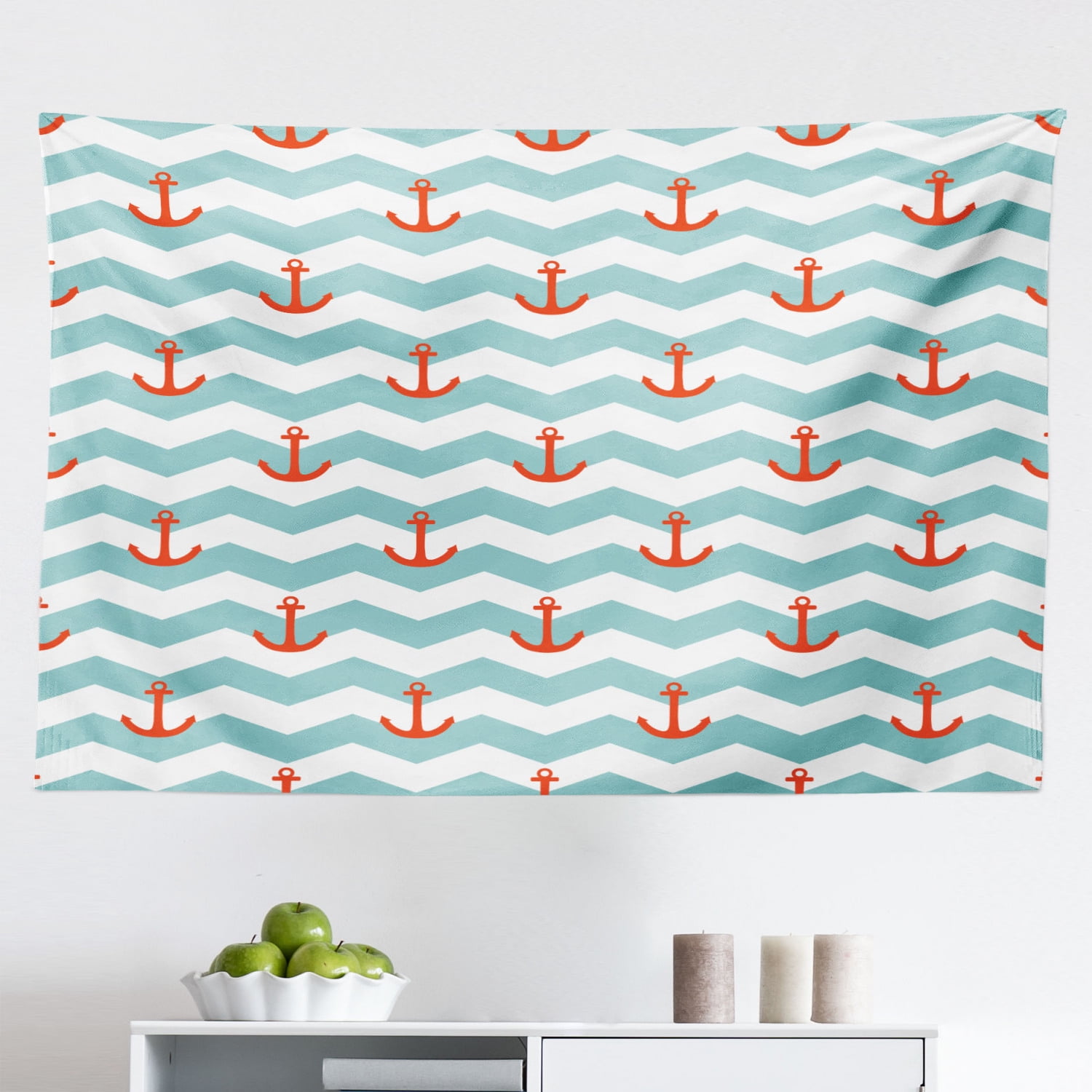Anchor Tapestry, Anchor and Roses Antique Monochrome Clouds Bird Wings ...