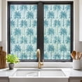 Blue Palm Tree Window Privacy Film, Country Linen Texture Tropical ...
