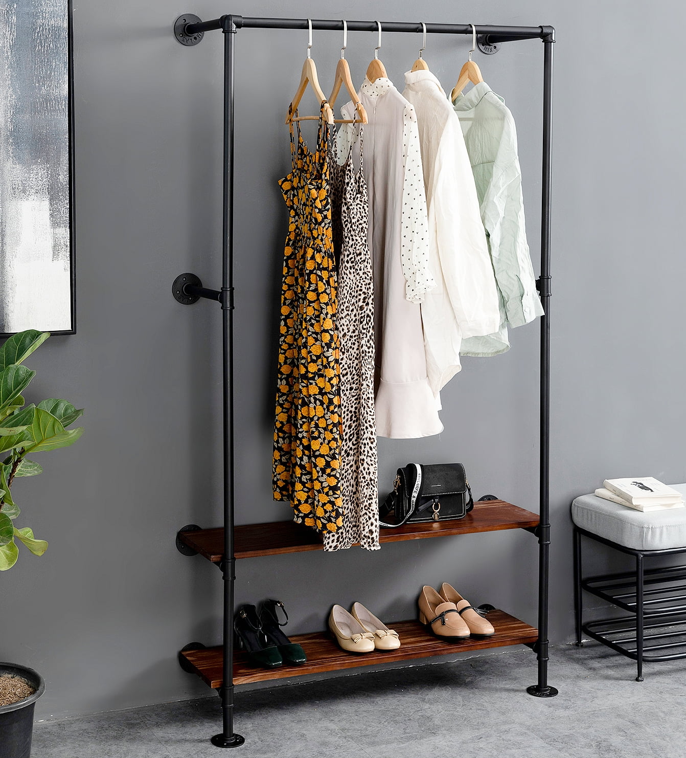 Clothing Rack - Space-Saving Clothes Rack on Wheels - Portable Hanging ...