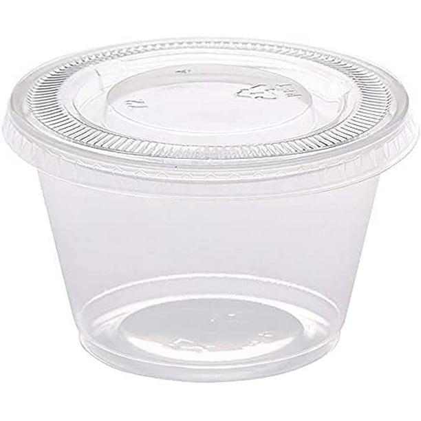 Bulk [250 Sets] Clear Plastic Disposable Portion Cups with Lids, Sauce ...