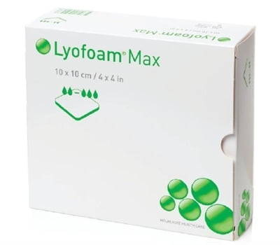 Lyofoam Max Polyurethane Foam Dressing, 4 X 4 Inch Square, Molnlycke ...