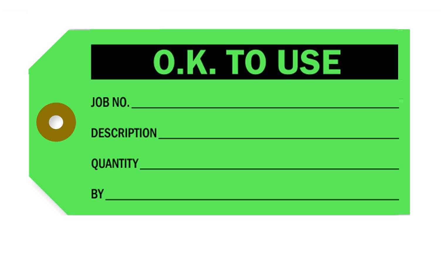 O.K. to USE Info Tag, 2-3/8" x 4-3/4", Fluorescent Green Cardstock ...