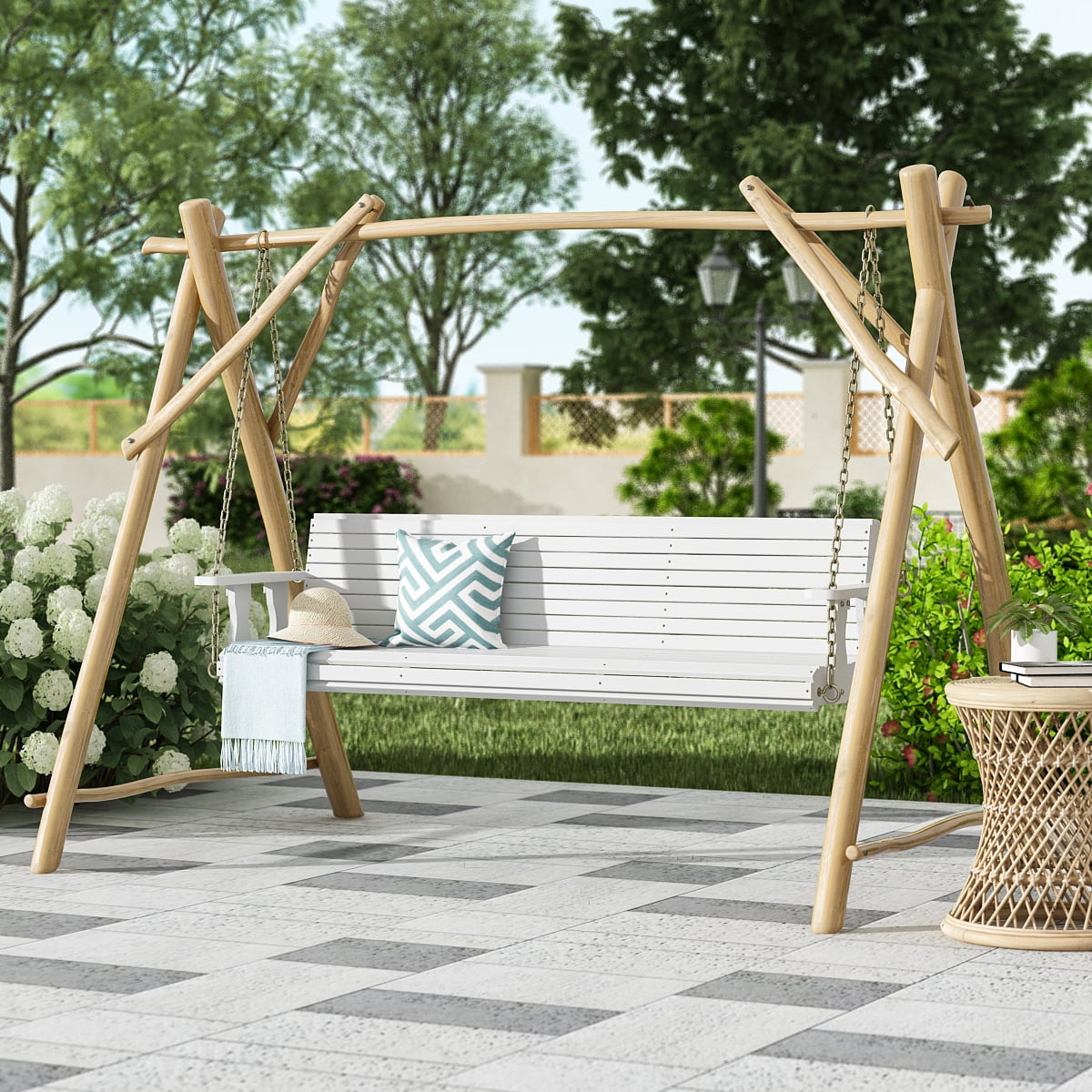 5ft All-Weather Wooden Swing Chair for Courtyard & Nepal | Ubuy