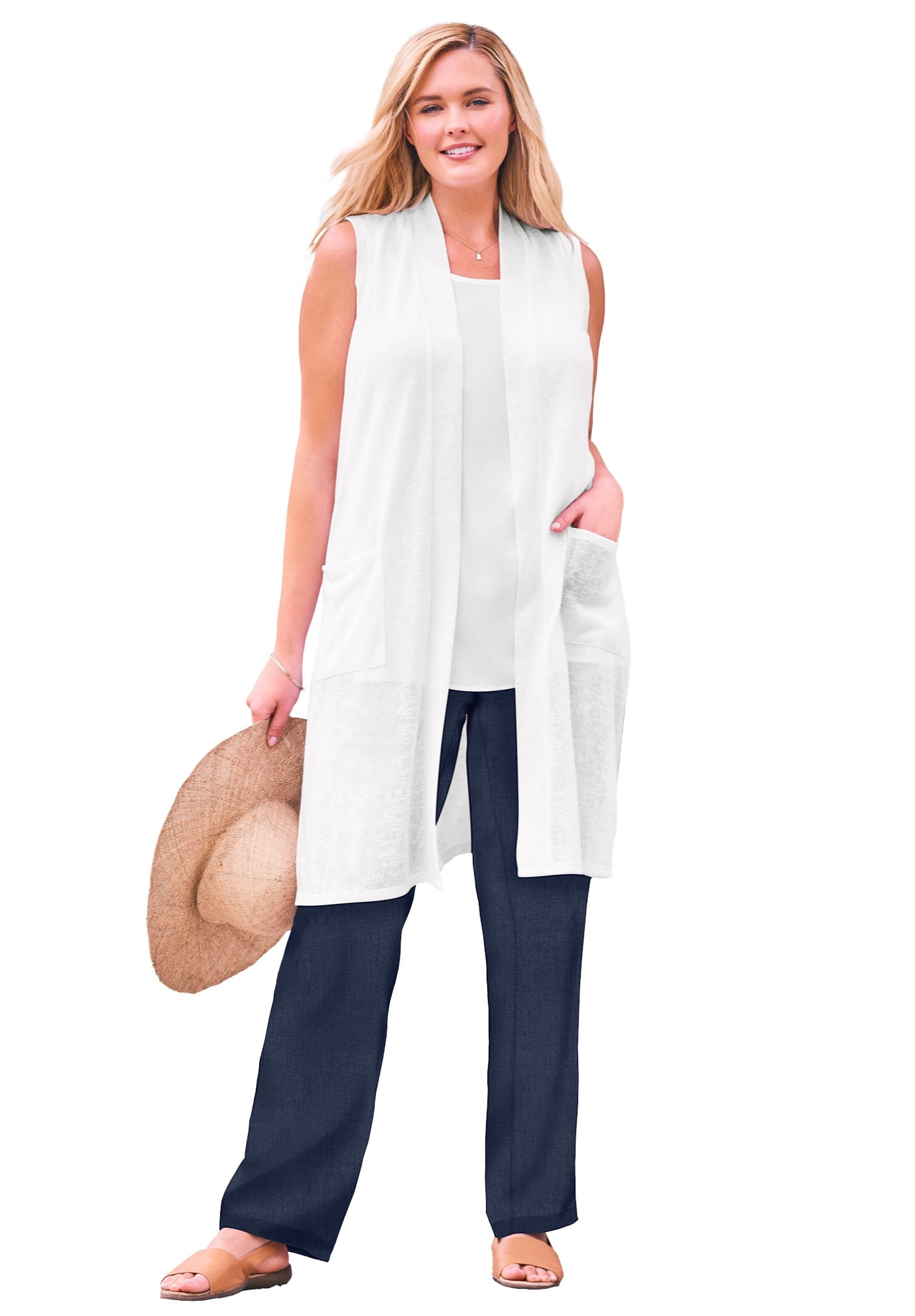 Woman Within Women's Plus Size Lightweight Linen Vest Vest - Walmart.com