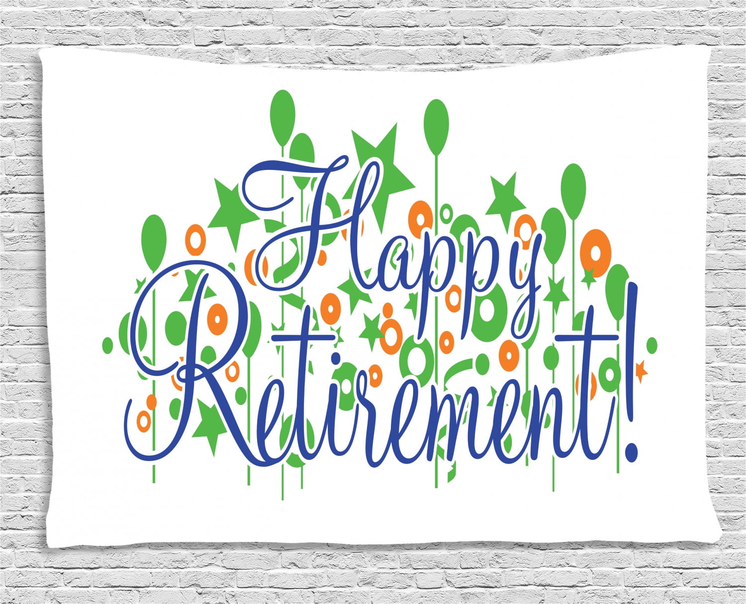 Retirement Party Tapestry, Calligraphy Retirement Font with Balloons ...