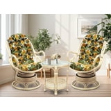 Java Lounge Swivel Rocking Chair with Floral Cushion Natural Rattan ...