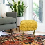 Home Soft Things Fox Faux Fur Pouf Stool Ottoman - Lemon Curry ...